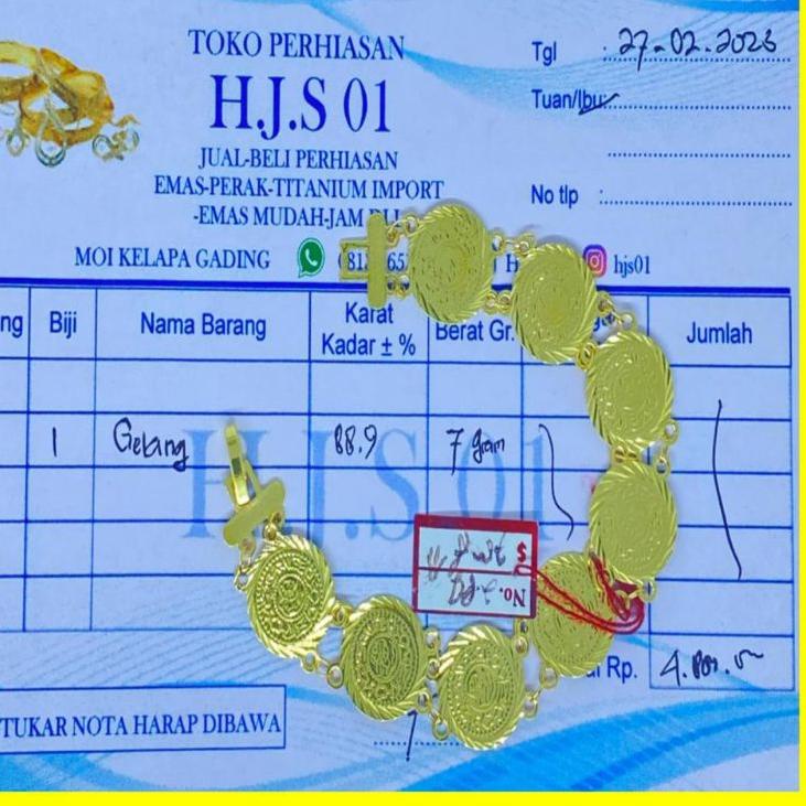 Jual Cuci Gudang ...gelang emas 24 karat berat 7 gram motif koin ada ...