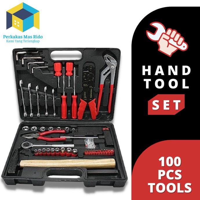 Jual KENMASTER TOOL KIT SET BLACK 100 PC N2 HAND TOOLSET TOOLKIT TOOLBOX AA | Shopee Indonesia