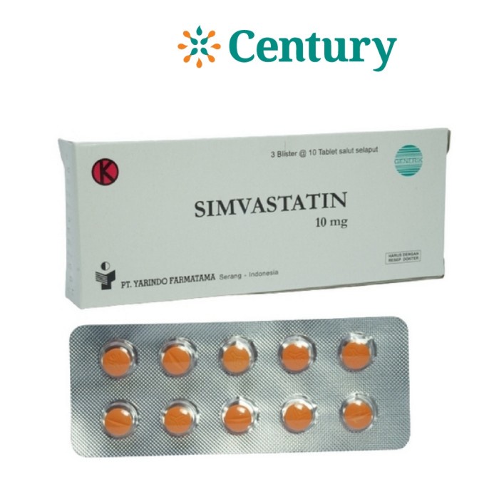 Jual SIMVASTATIN 10 MG 1 STRIP ISI 10 TABLET/OBAT KOLESTEROL | Shopee ...