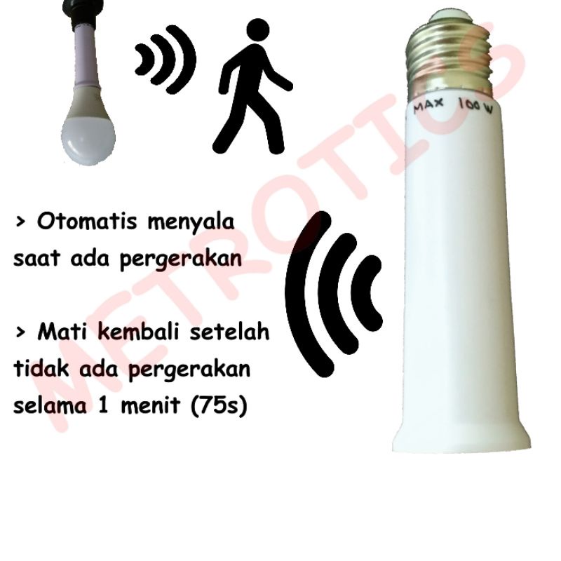 Jual Fitting Sensor Gerak Lampu Otomatis Indoor Maksimal 100W | Shopee ...
