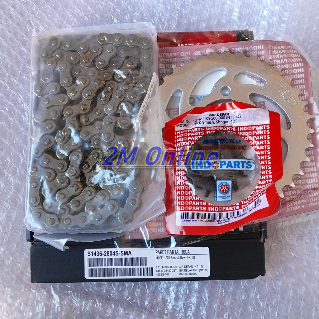 Jual Mdr Gear Set Rantai Smash New 14-36T 428SB-104 Solid Bush Indopart ...