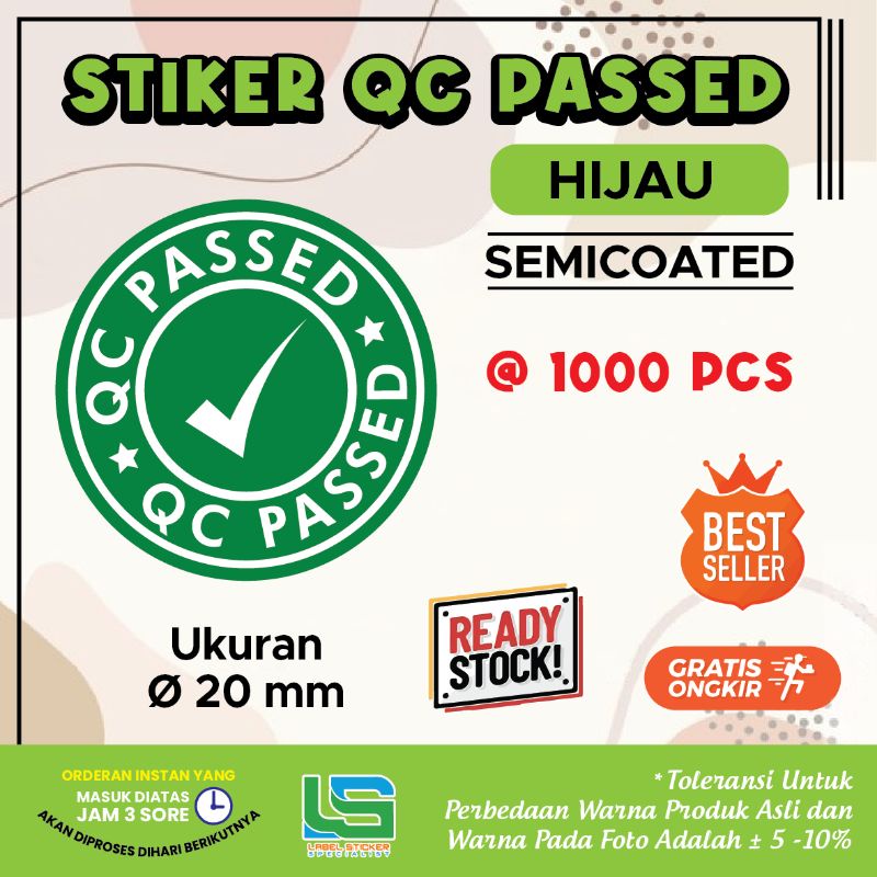 Jual Stiker Qc Passed Hijau Stiker Penanda Stiker Checked Isi 1000 PCS ...