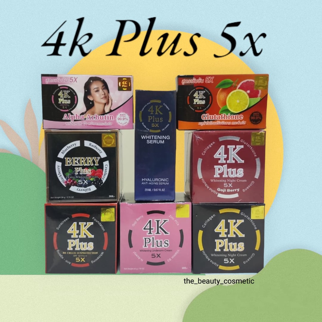 Jual 4K Plus 5X Whitening Night Cream | Underarm Cream | Day Cream | BB ...
