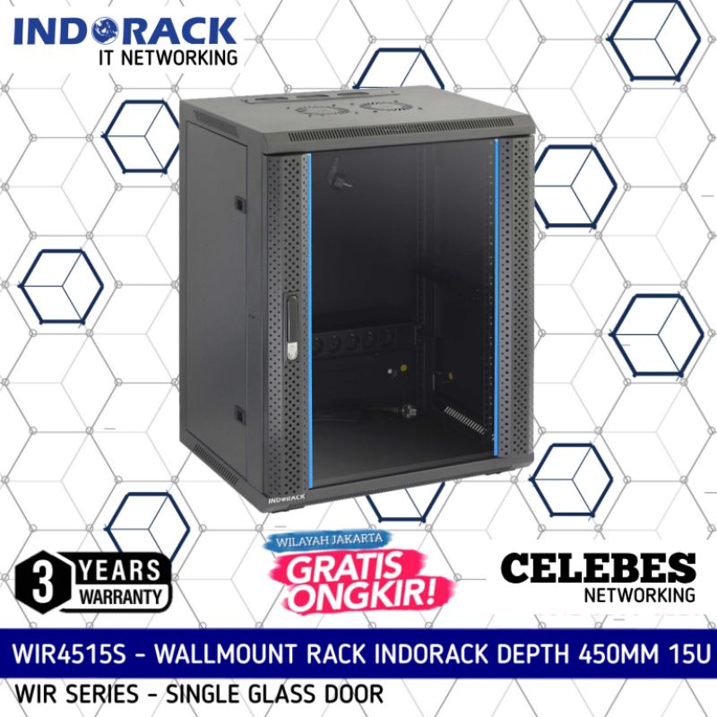 Jual WIR4515S - Wallmount Rack INDORACK Glass Door Rak Server 15U Depth ...