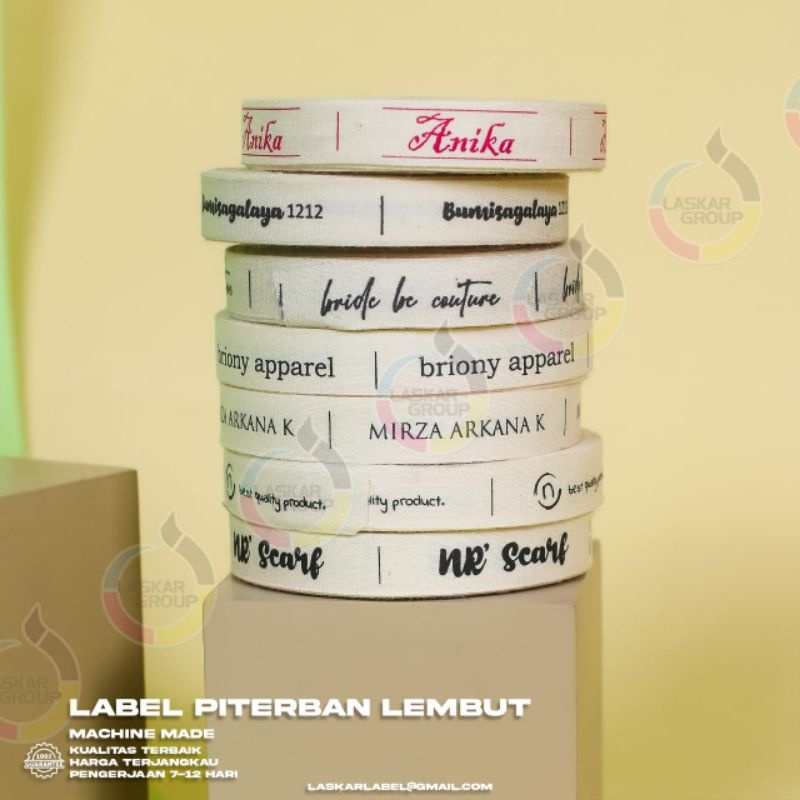 Jual label piterban import 15 meter / label nama bahan katun / label ...