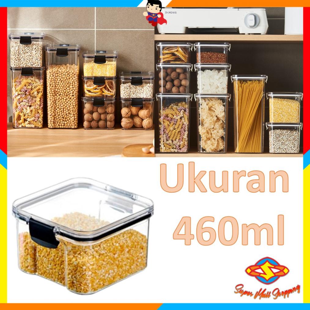 Jual SMS Toples Penyimpanan Cereal Kotak Bening Kedap Udara 460ML ...