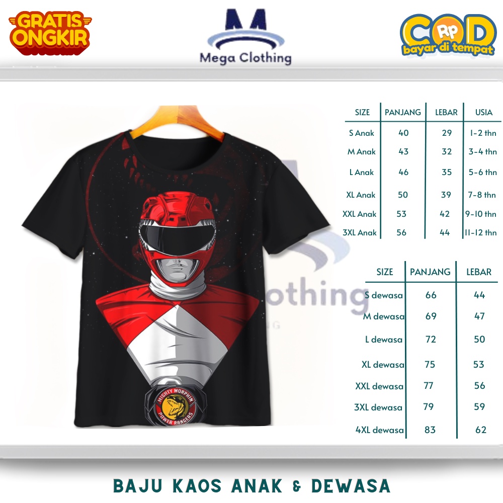 Jual Kaos Power Rangers v21 Anak & Dewasa - Baju Couple Anak & Dewasa ...