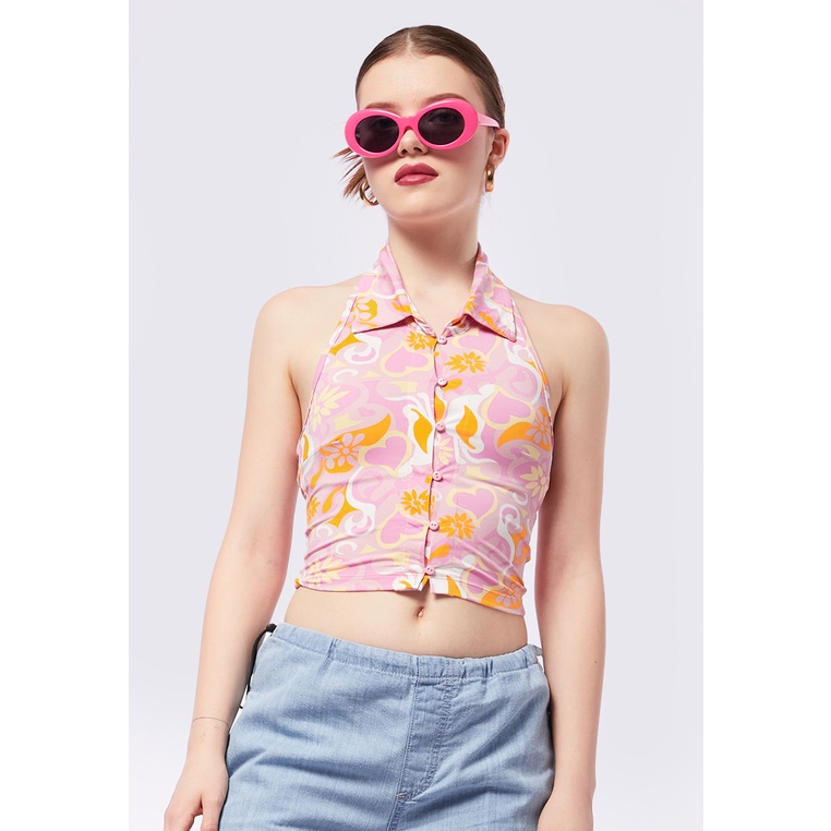 Jual COLORBOX Printed Halter Crop Top Multicolor | Shopee Indonesia