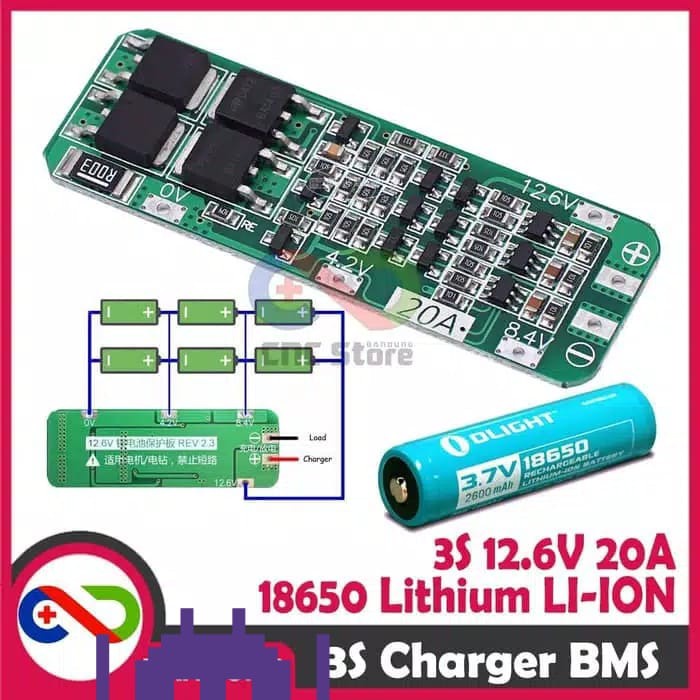 Jual BMS Protection Board 12.6V 3S 20A 18650 Li-ion Lithium Battery Charger | Shopee Indonesia