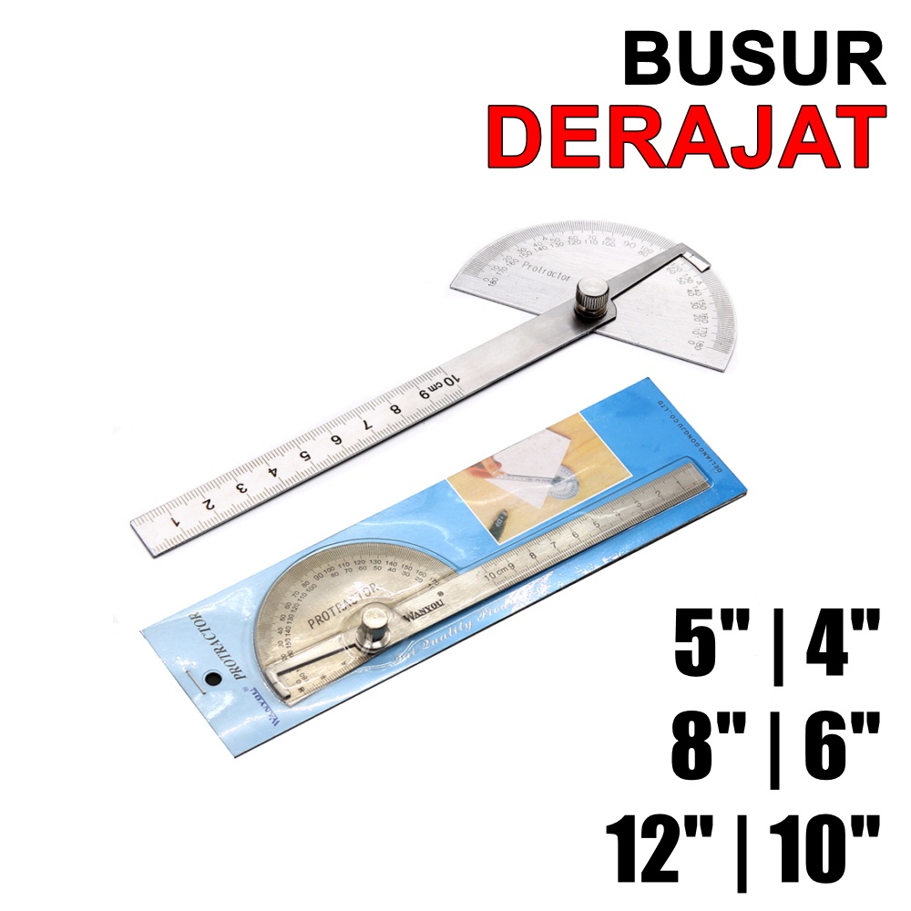 Jual Penggaris Busur Derajat 180° Stainless Steel Sudut Protactor Alat ...