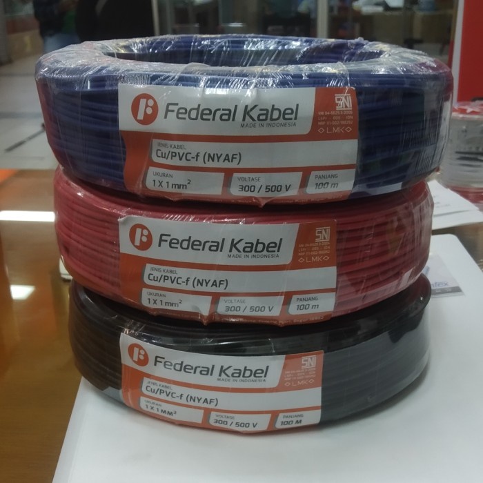 Jual Kabel Listrik NYAF Serabut 1x1mm 1mm Federal @100mtr | Shopee ...