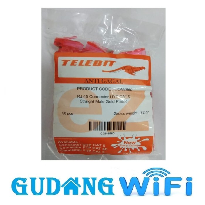 Jual TOP PRODUCT" TELEBIT CONECTOR RJ45 CAT6 (isi 50Pcs) Model Tembus ...