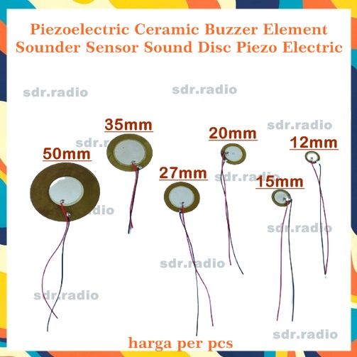 Jual Piezoelectric Ceramic Buzzer Element Sounder Sensor Sound Disc Piezo Electric 12mm 15mm ...