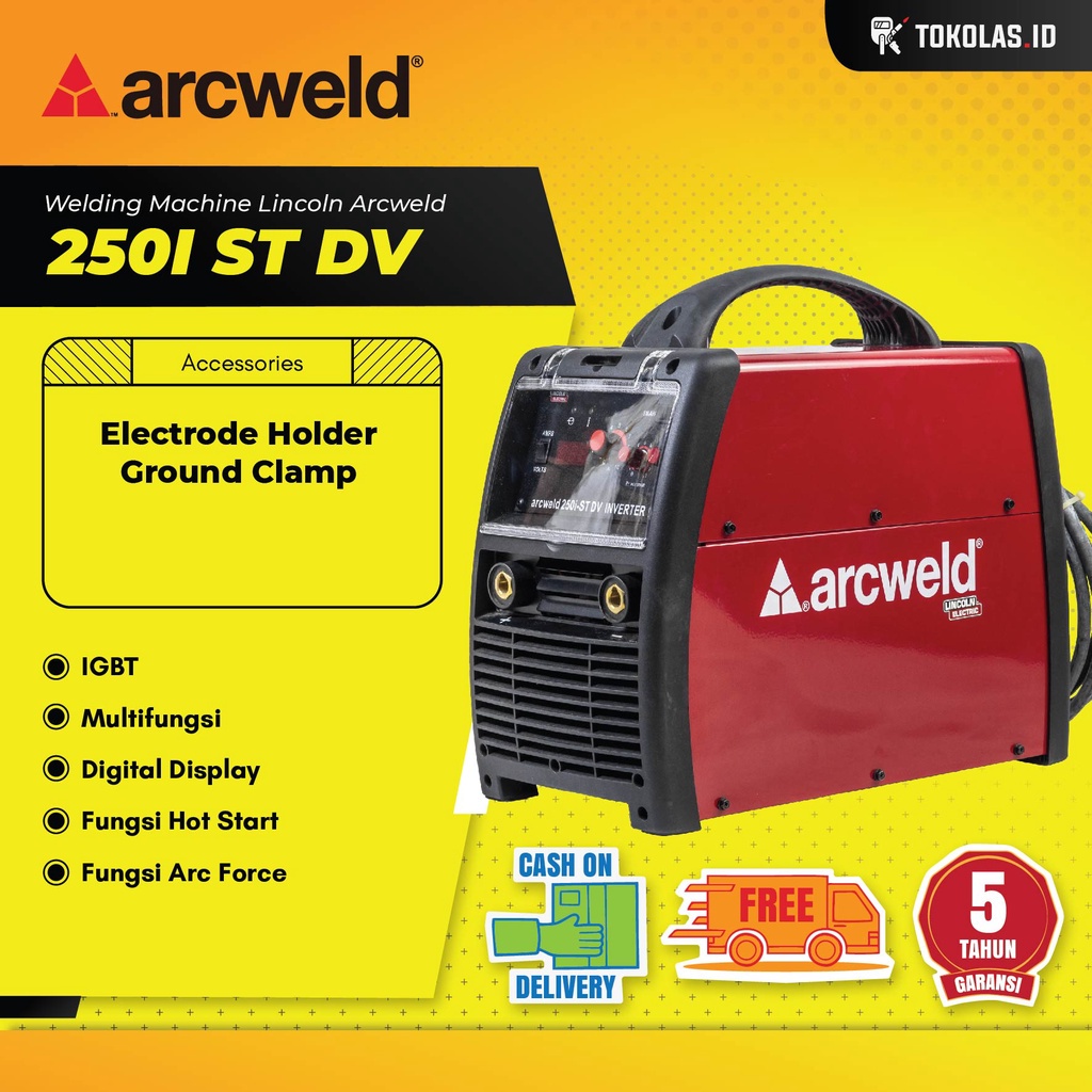 Jual Mesin Las Arcweld Lincoln Electric Arcweld 250i-ST DV Inverter | Shopee Indonesia