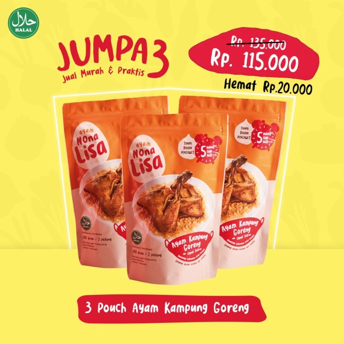 Jual [JUMPA NONA LISA 3] 3 Ayam Kampung Goreng HALAL - Lauk Siap Saji ...