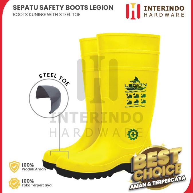 Jual Sepatu Boot Rubber Safety LEGION Karet Ujung BESI Steel Toe Proyek ...