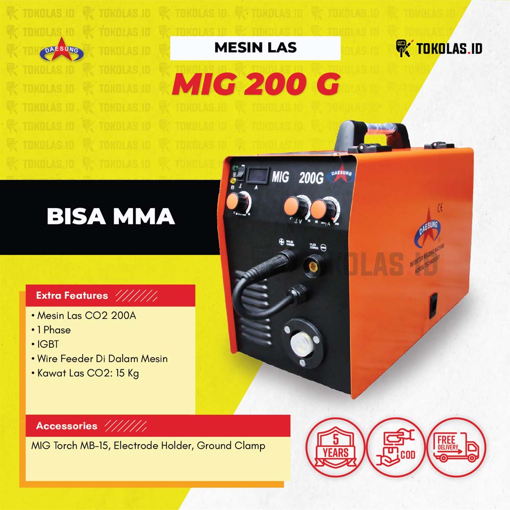 Jual Mesin Travo Trafo Las CO2 Inverter Welding Daesung MIG 200 G IGBT Digital Display MMA Stick ...