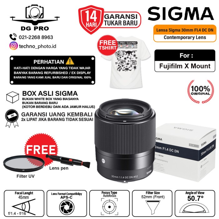 Jual Bestseller Lensa Sigma 30Mm F1.4 Dc Dn Contemporary Lens For ...