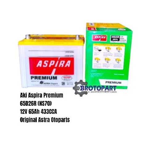 Jual Aki Mobil Aspira Premium NS70 65D26R 65Ah Accu Original Astra Otoparts | Shopee Indonesia