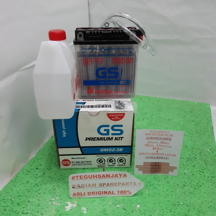 Jual Aki Accu Basah GM5Z-3B GS Premium Kit 12V Supra Grand Jupiter Vega ...