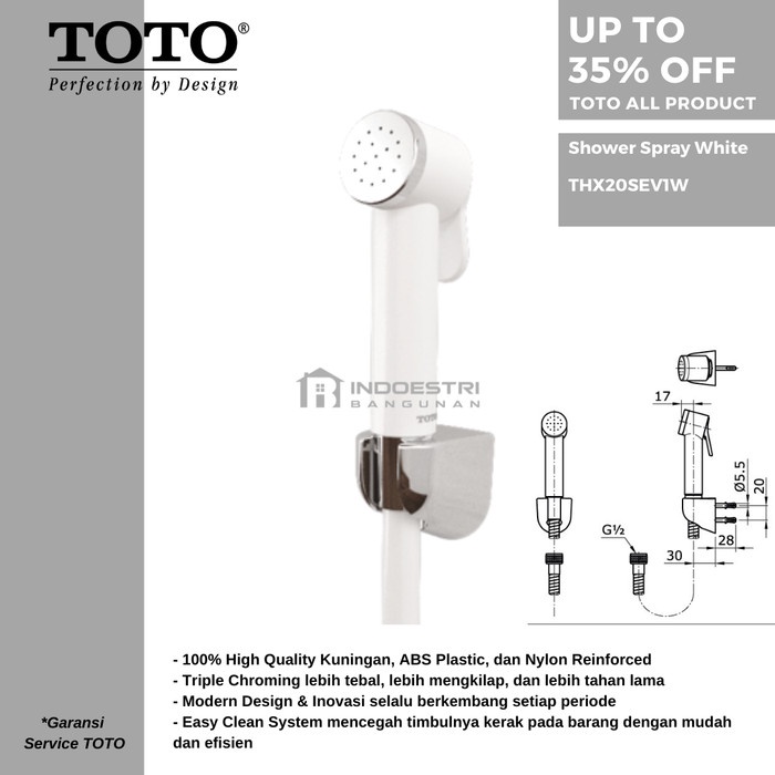 Jual Toilet Shower TOTO THX 20 SEV1W / Jet Shower TOTO THX20SEV1W ...