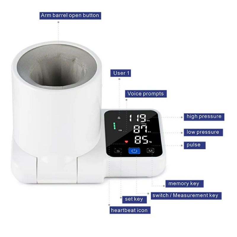 Jual Sphygmomanometer Arm Barrel Blood Pressure Monitor LED 99*2 Memory ...