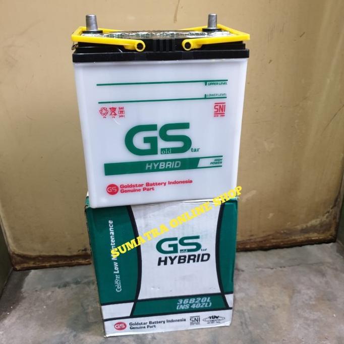 Jual Aki Mobil / Battery GS GOLD STAR HYBRID 36B20L / NS40ZL 12V 35AH | Shopee Indonesia