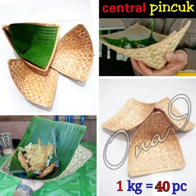 Jual pincuk pecel/lotek,piring pincuk,anyaman bambu besek | Shopee ...