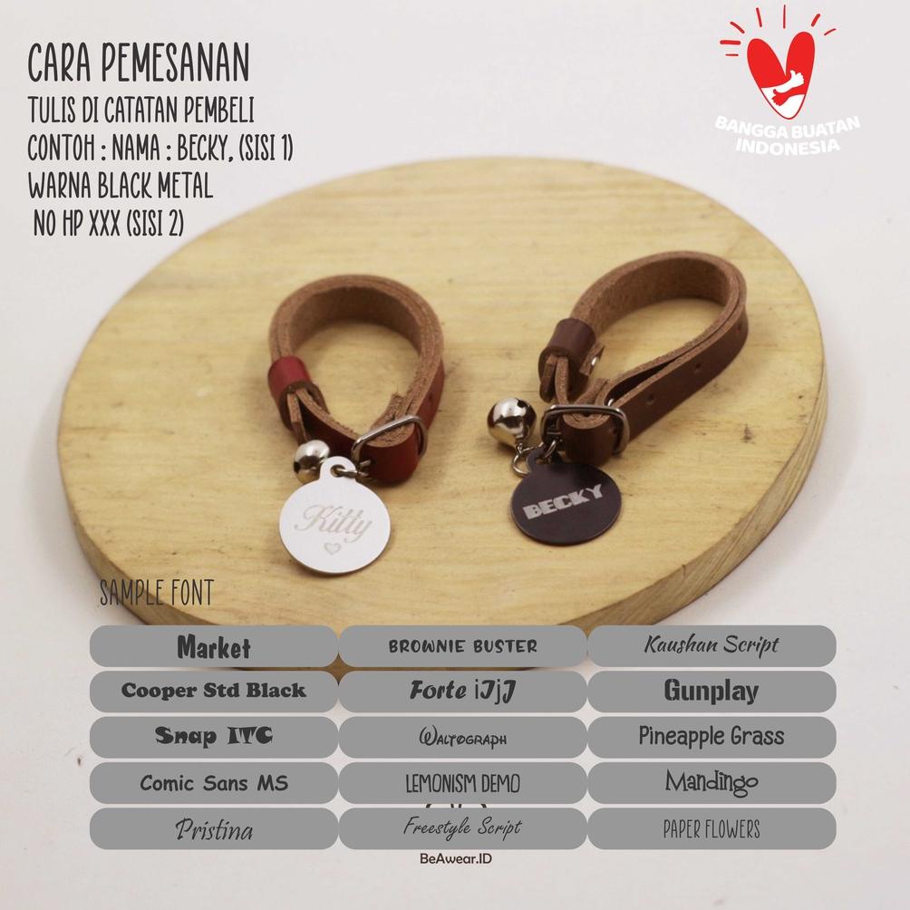 Jual Baru Update Kalung Kucing Custom Nama Bahan Kulit Asli Liontin ...