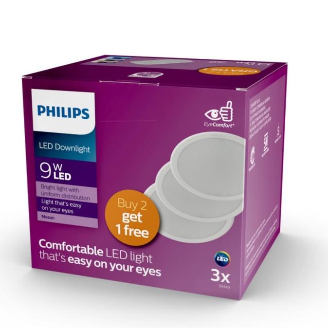 Jual PHILIPS DOWNLIGHT LED MESON PAKET 9W 9 WATT 2GRATIS1 (59449 ...