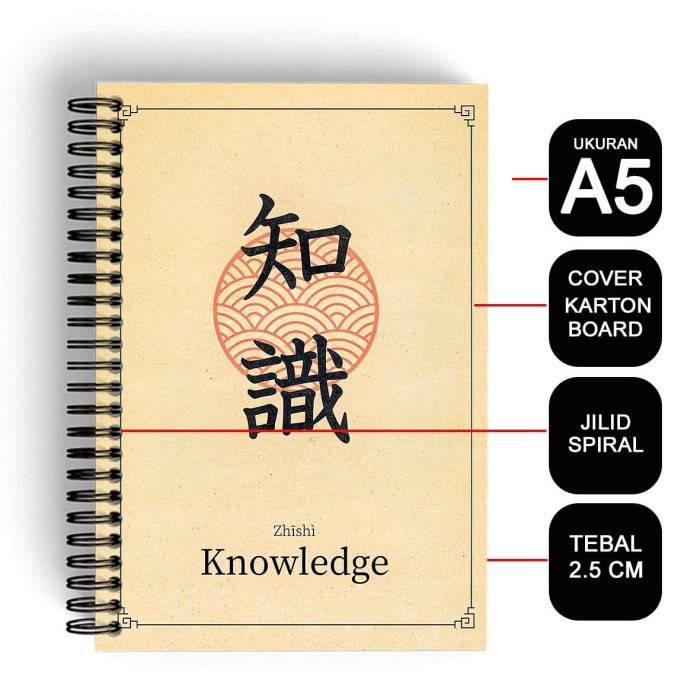 Jual Notebook Cover Chinese Polos Buku Mandarin Spiral Kawat | Shopee ...