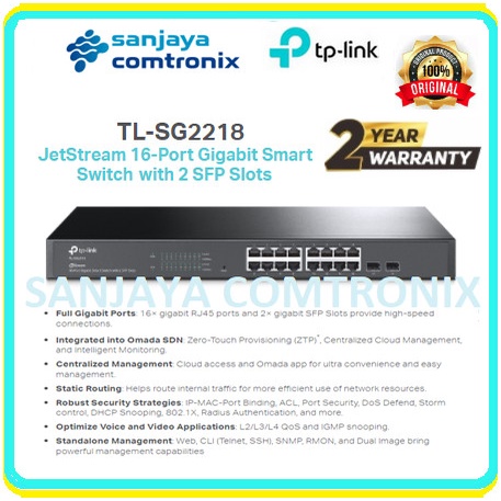 Jual TP-LINK TL-SG2218 JetStream 16-Port Gigabit Smart Switch with 2 ...