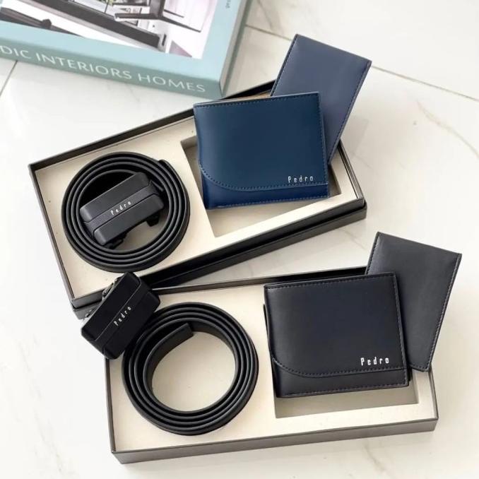 Jual PEDRO MAN Two Tone bifold Wallet and Belt Giftset include box ...