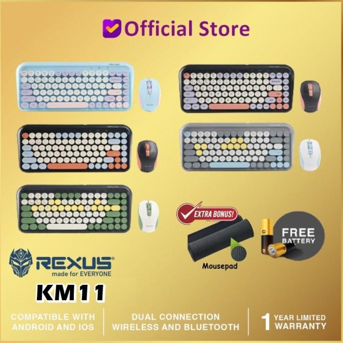 Jual Rexus KM11 KM 11 Wireless Bluetooth Keyboard Mouse Combo Retro ...