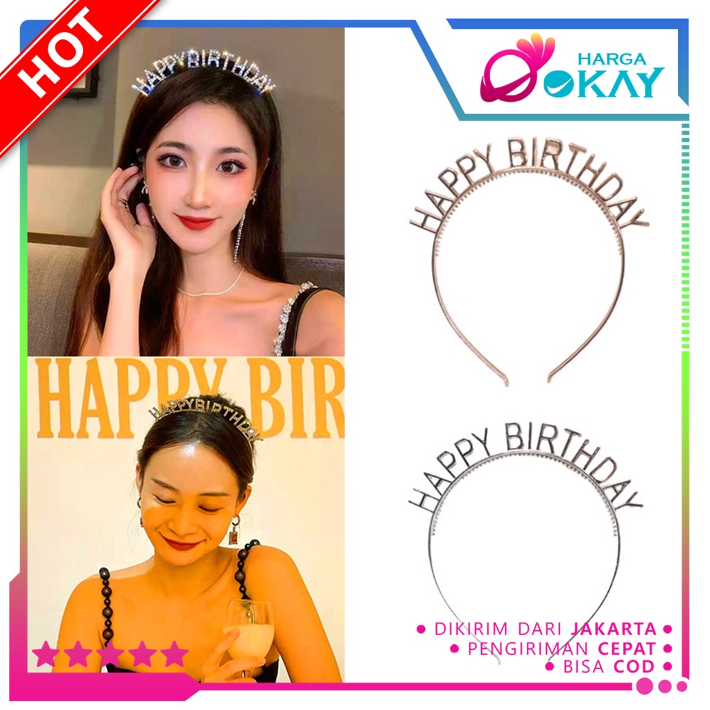 Jual HO Bando Desain Happy Birthday Non Slip Gaya Korea HeadBand ulang tahun Bahan Plastik ...