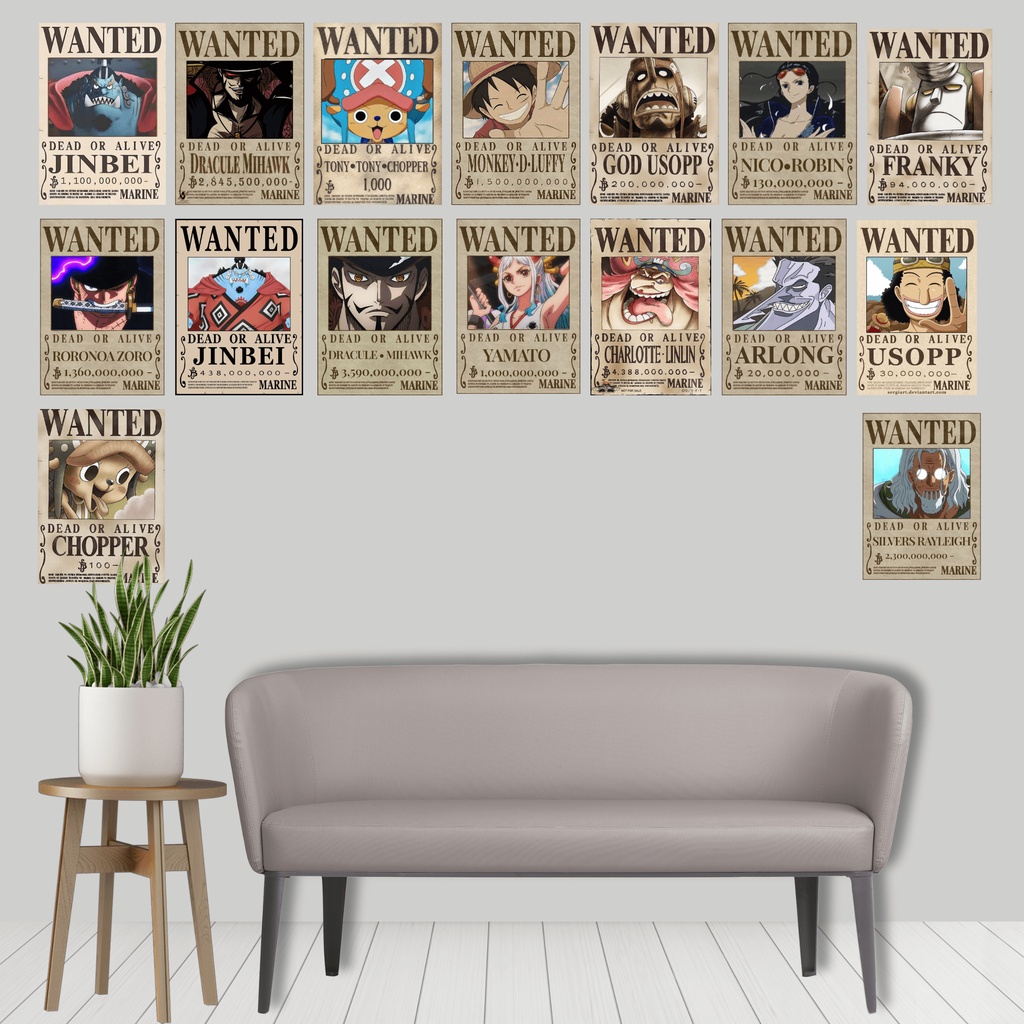 Jual Poster Bounty One Piece Terbaru Poster Wanted Paket Komplit SHP ...