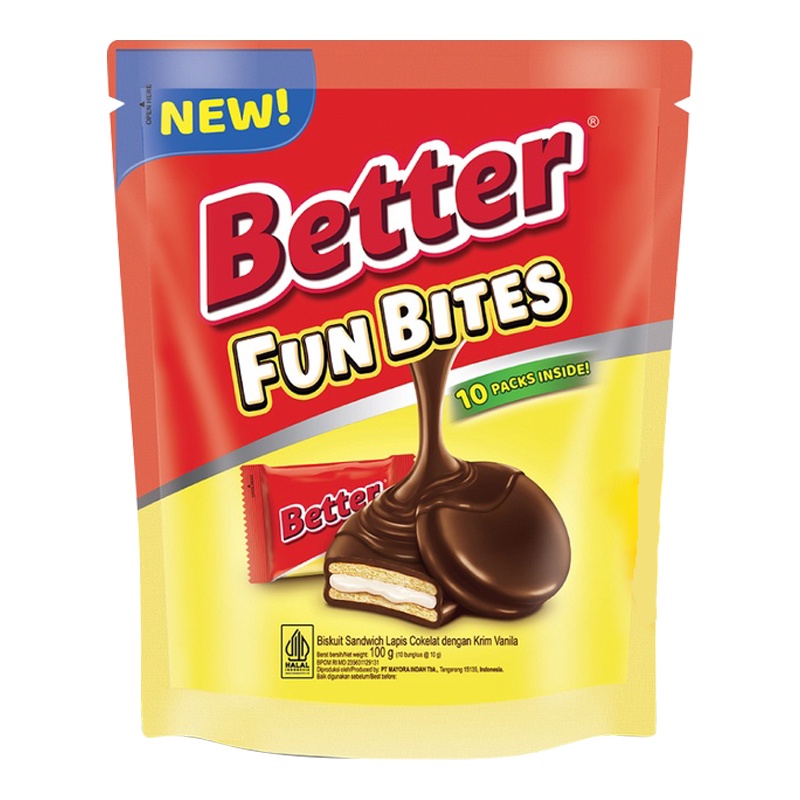 Jual Better Fun Bites Biskuit Sandwich Coklat Vanila Pouch 100 g ...