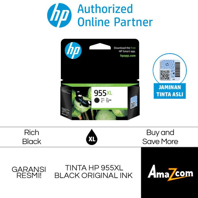 Jual Tinta HP 955XL | 955 XL Black Original Ink Cartridge ( L0S72AA ...