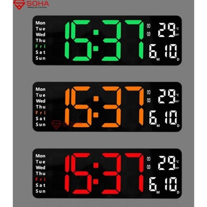 Jual JD-6629 Jam Digital LED Besar Tampilan Jelas Dinding / Kalender ...