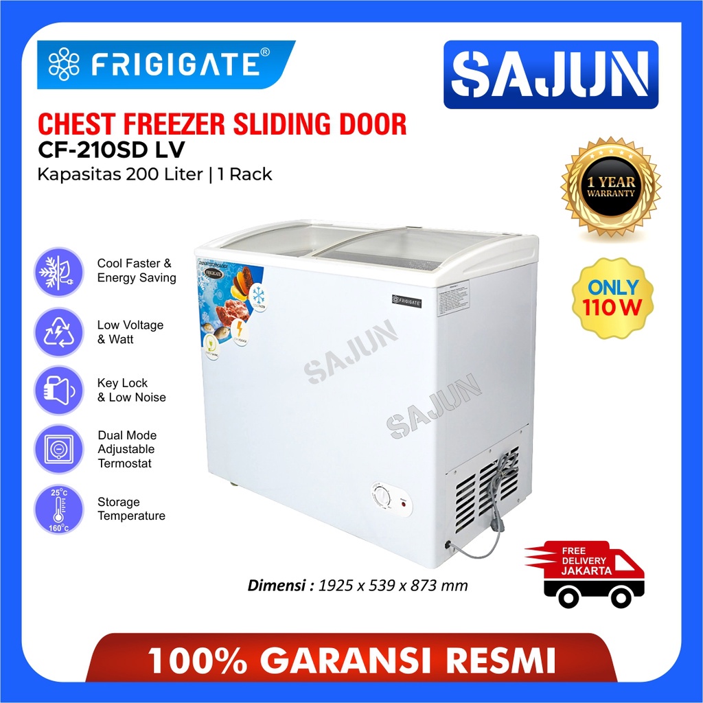 Jual FRIGIGATE CF-210SD LV Chest Freezer Sliding Door 200Liter CF210 ...