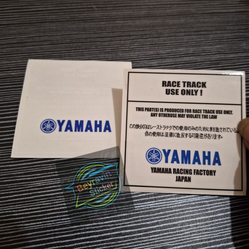 Jual STICKER WARNING YAMAHA RACE TRACK USE ONLY YAMAHA RACING FACTORY ...