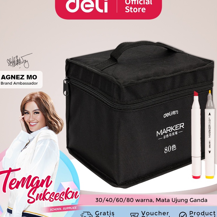 Jual 11.11 Deli Color Marker With Bag Spidol Warna Dengan Tas 30/40/60 ...