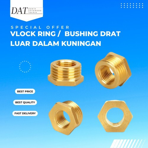 Jual 3/4" x 1/2" Vlock Ring Bushing Kuningan Drat Male 3/4 x Female 1/2 ...