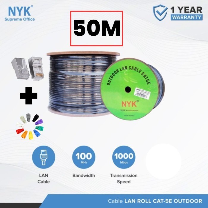 Jual Kabel lan 50 Meter Nyk Outdoor cat 5e utp - Cable lan rj45 nyk cat5 | Shopee Indonesia