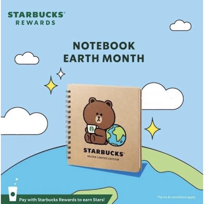 Jual STARBUCKS LINE FRIENDS BROWN EARTH DAY NOTEBOOK LIMITED EDITION ...