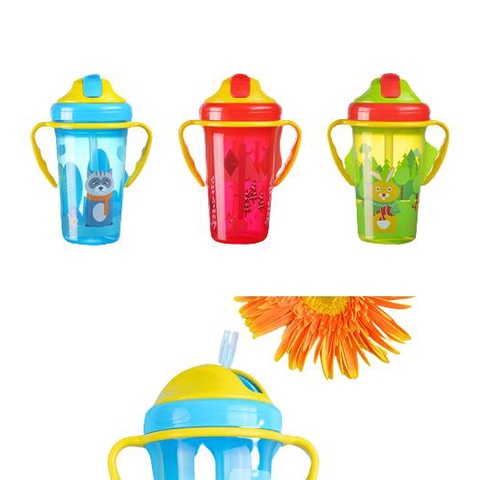 Jual 3pcs Gelas Warna Minum Bayi dan Anak Dengan Tutup dan Pegangan ...