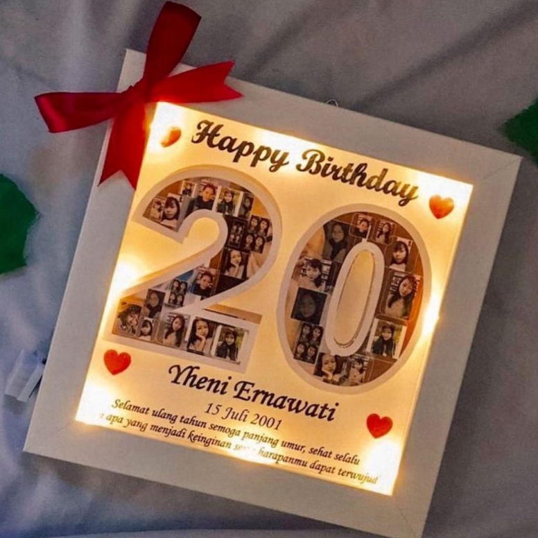 Jual TERBAIK!. 25x25cm lampu hias angka mozaik foto LED scrap box ...