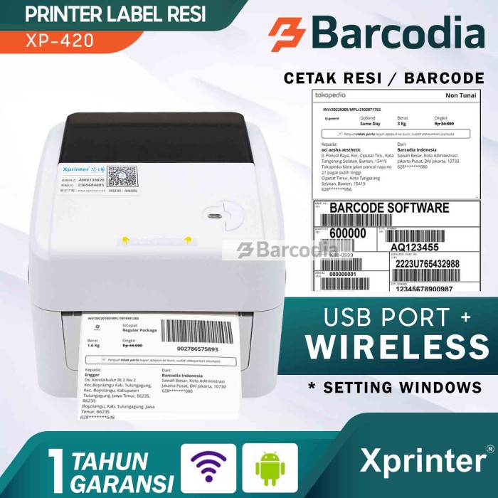 Jual BARCODE PRINTER LABEL WIFI THERMAL BI-420B XP-420B SIZE 4" / 110MM ...