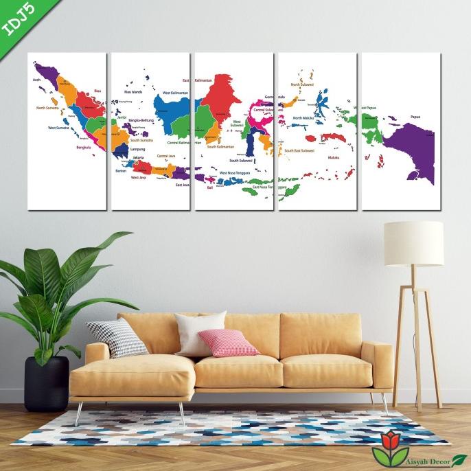 Jual Hiasan Dinding Dekorasi Rumah Peta Indonesia Map 75x30cm 5pcs ...