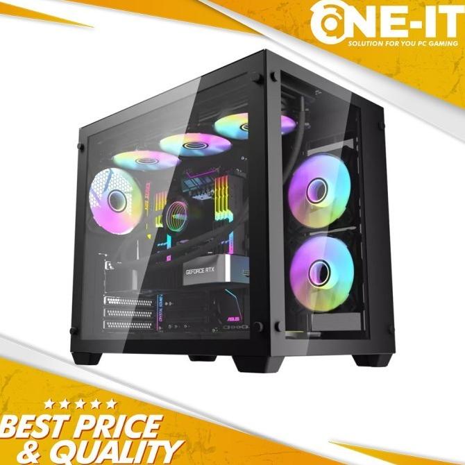 Jual CASING PC DarkFlash C285 Tempered Glass Gaming Case M ATX Black ...